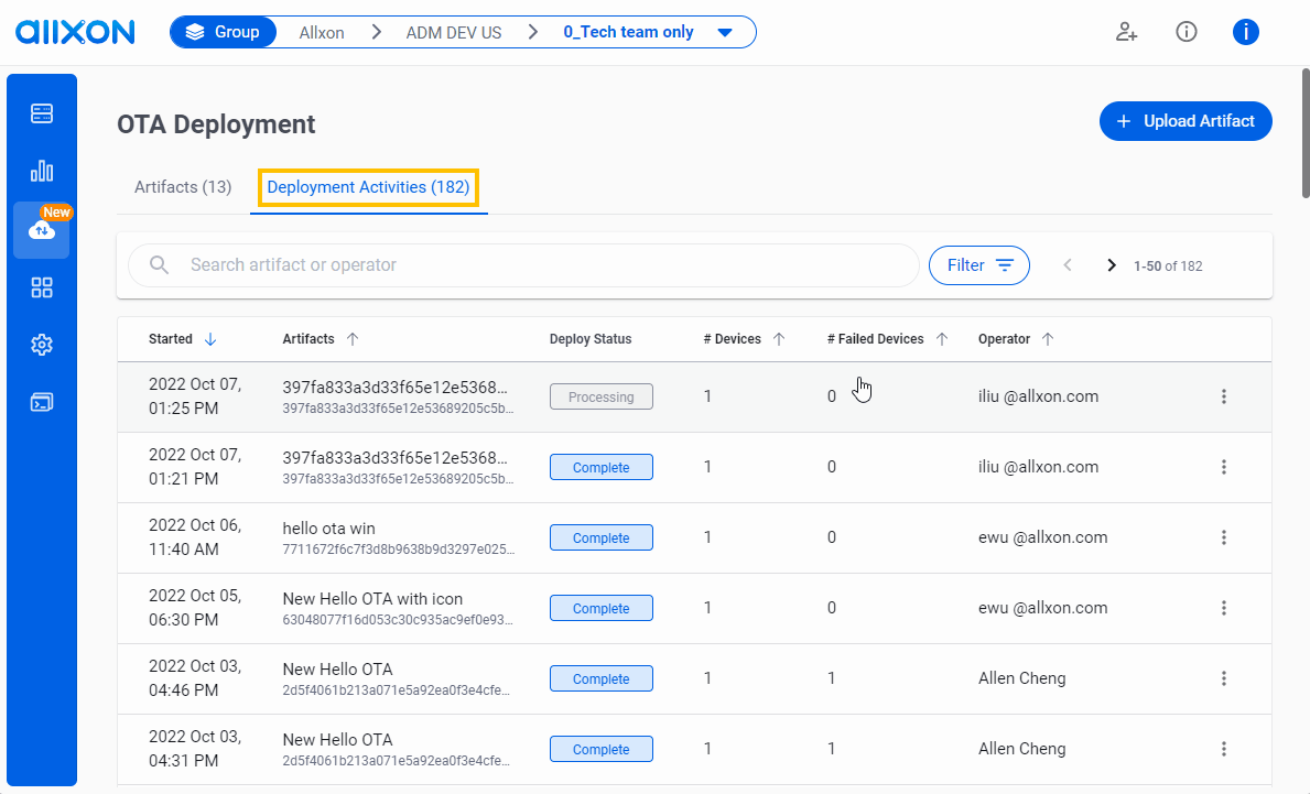 Deploy OTA Artifact Deploy OTA Artifact